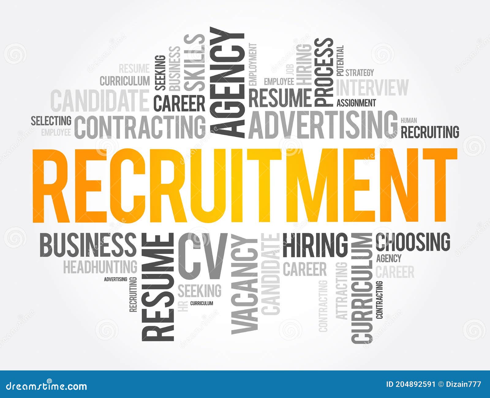 Recruitment Word Cloud Collage, Business Concept Stock Illustration ...