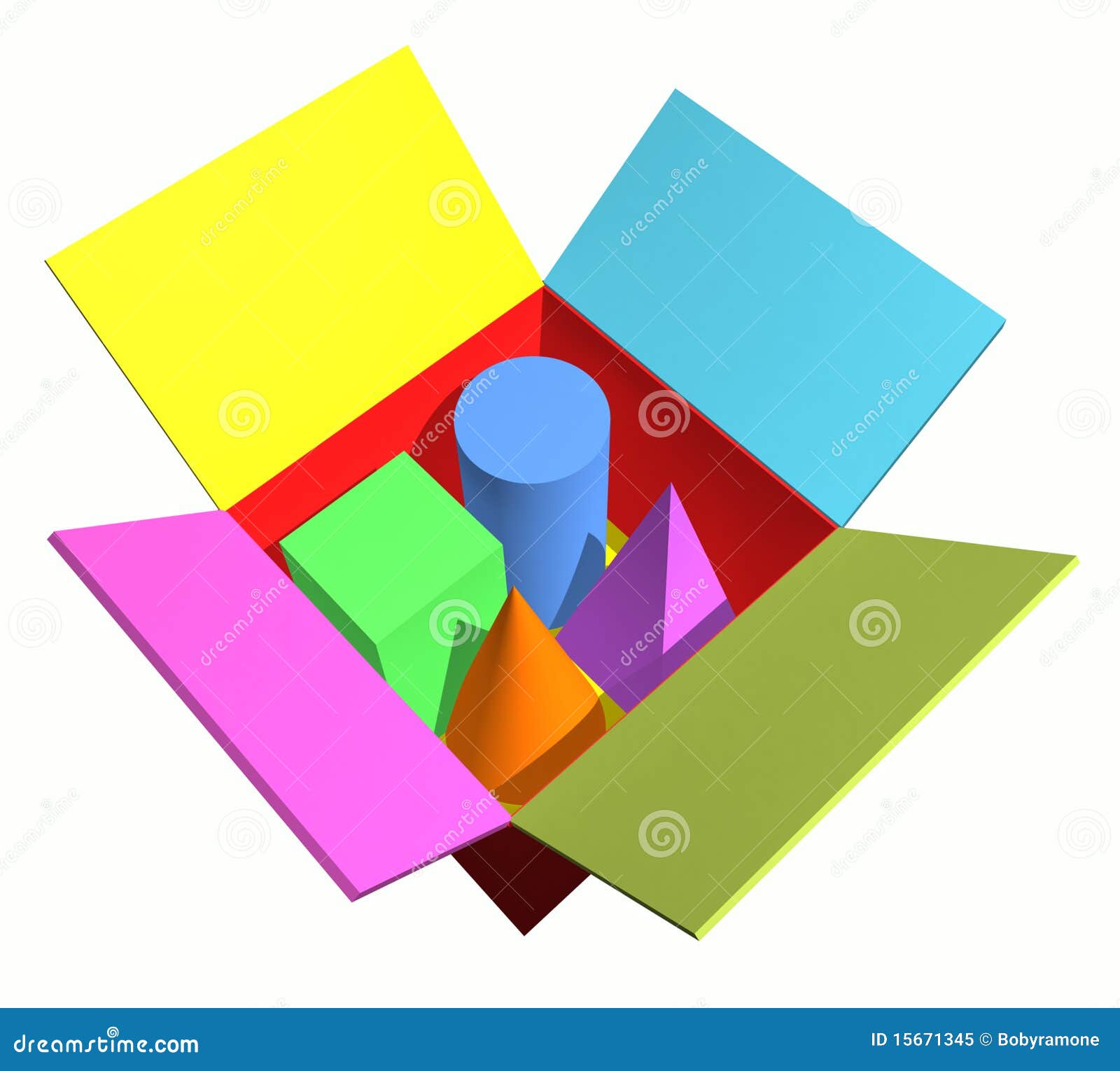 Rectángulo Coloreado Con Los Objetos Geométricos Stock de ilustración ...