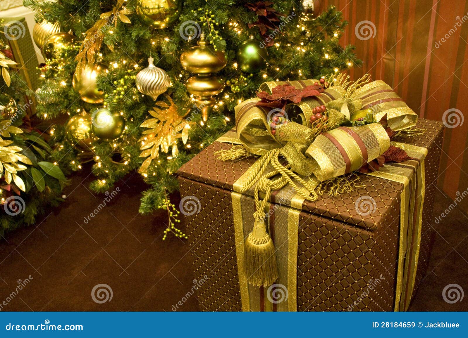 Rectángulo De Regalo Del árbol De Navidad Imagen de archivo - Imagen de ...