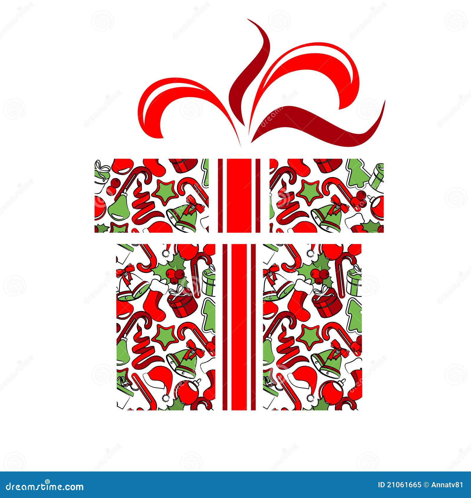 Rectángulo De Regalo Hecho De Símbolos De La Navidad Ilustración del ...