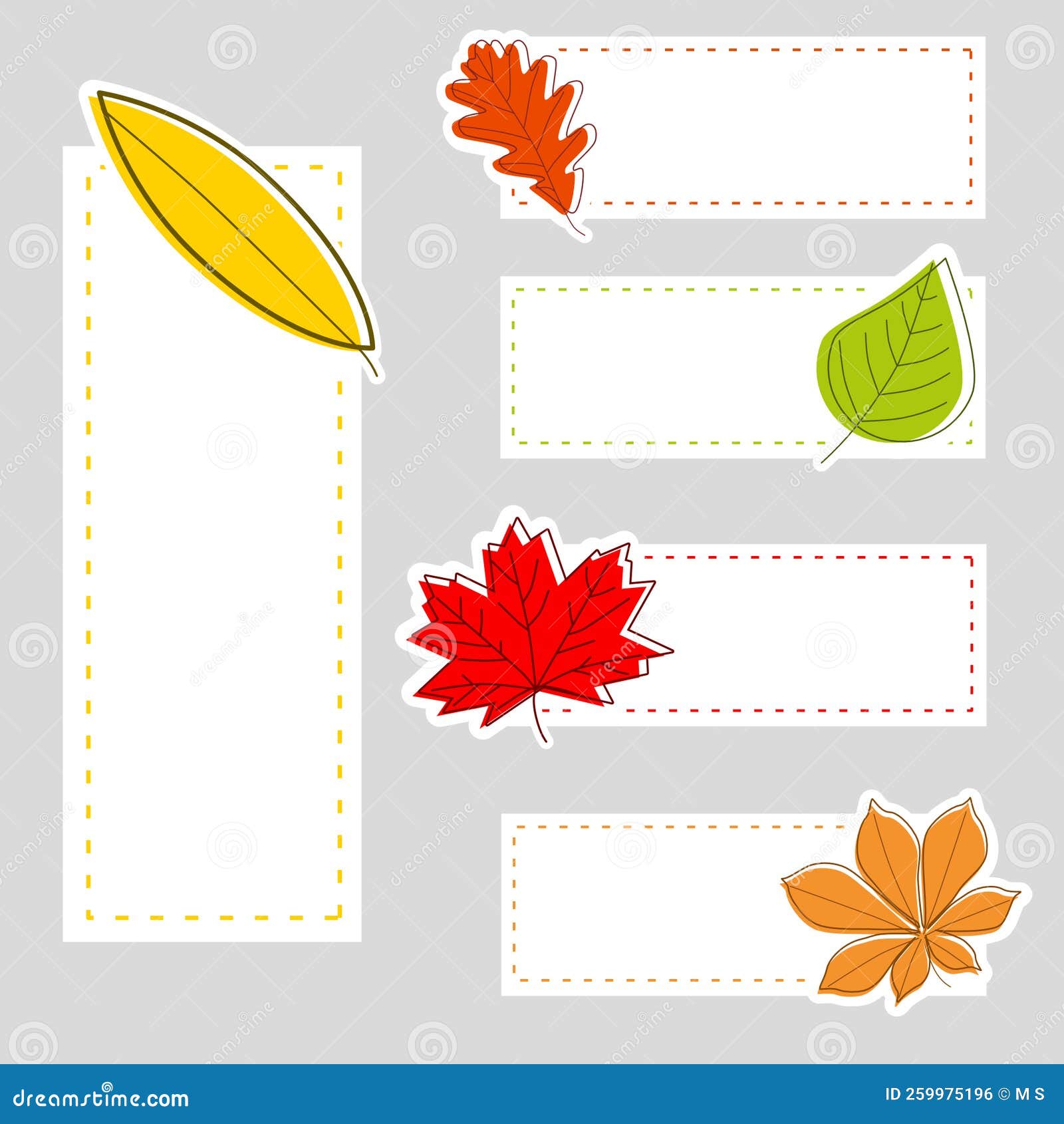 Rectangle, Autumn Labels with Color Leaves Stock Vector - Illustration ...