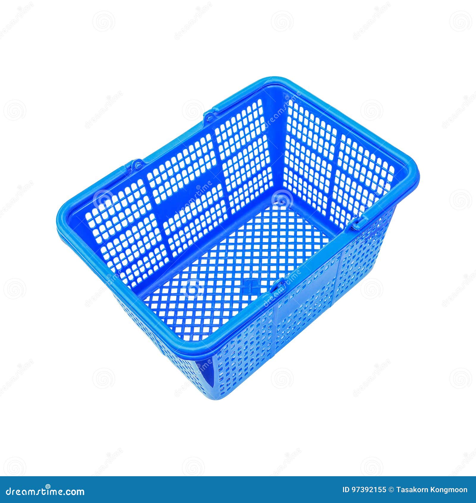 Rectangle Blue Shopping Basket Isolated on White Stock Image - Image of ...