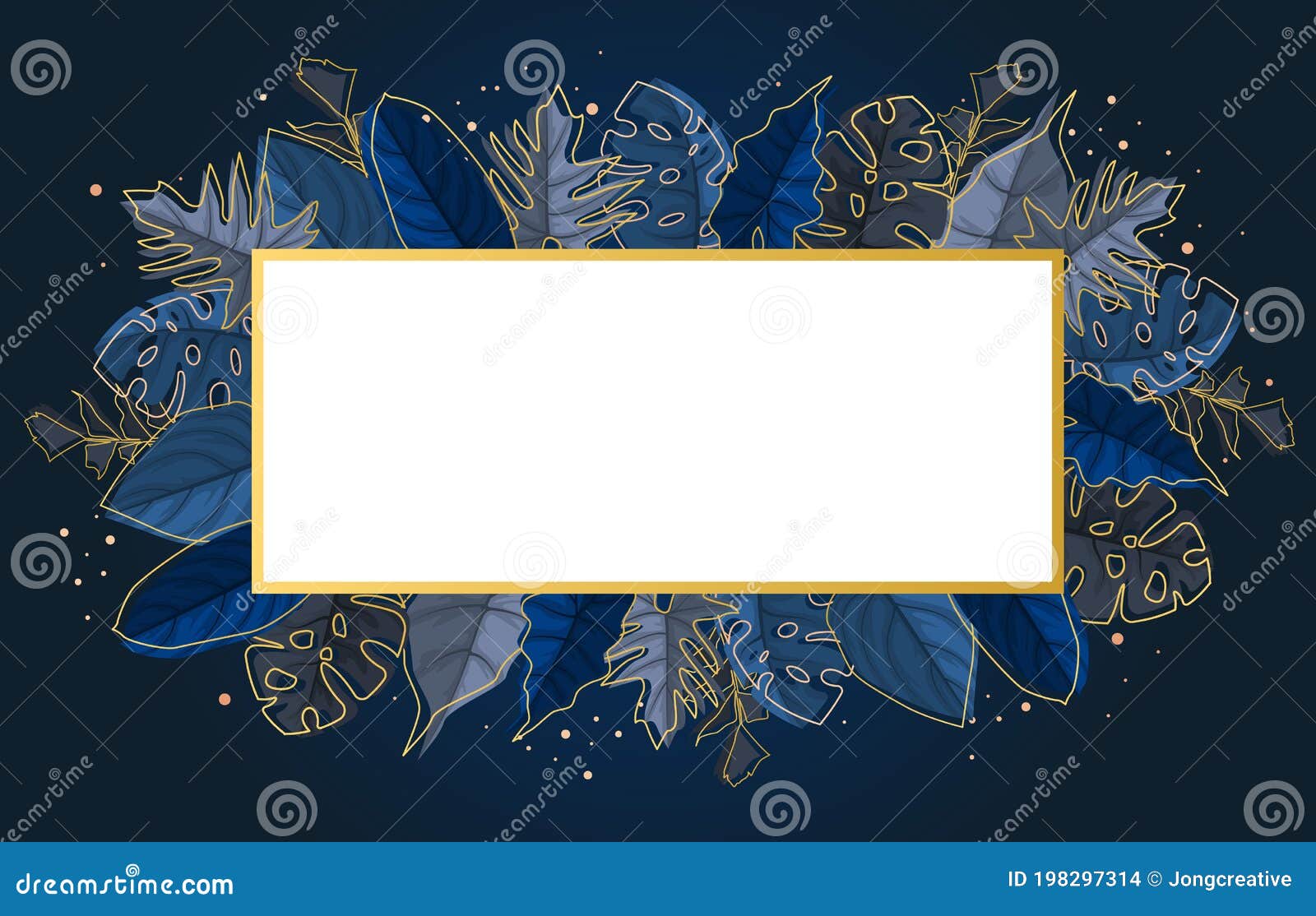 Rectangle Blue Tropical Plant Summer Leaf Border Frame Background Stock ...