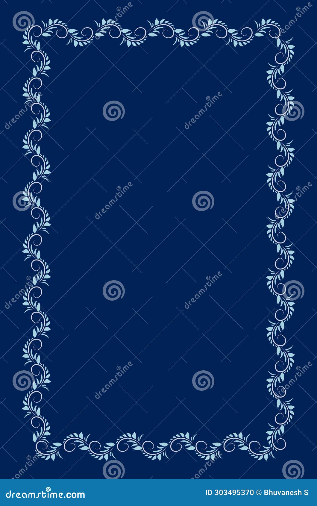 Rectangle Border Frame Design Concept of Floral Art Isolated on Blue ...