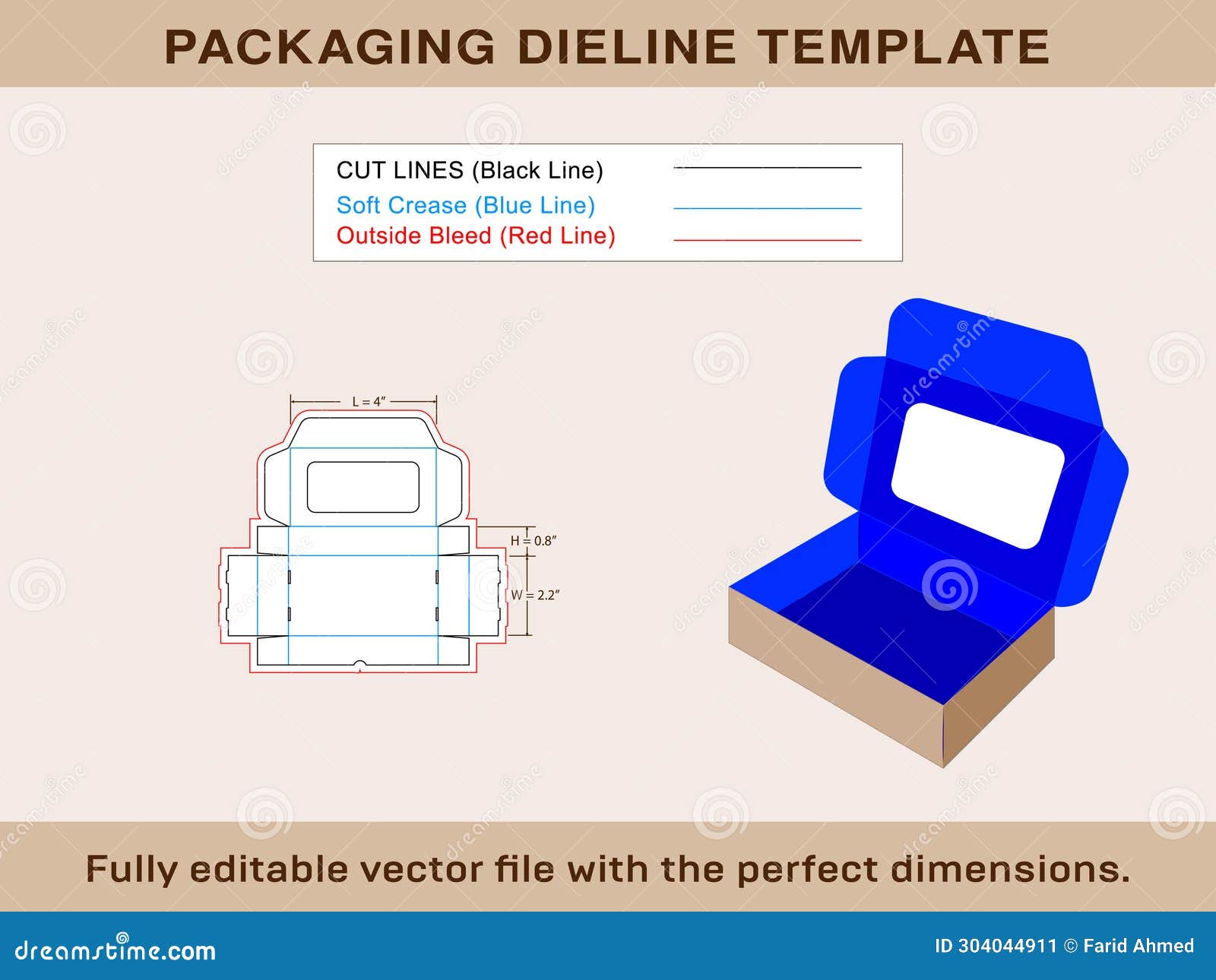 Rectangle Box, Gift Box, Dieline Template Stock Vector - Illustration ...