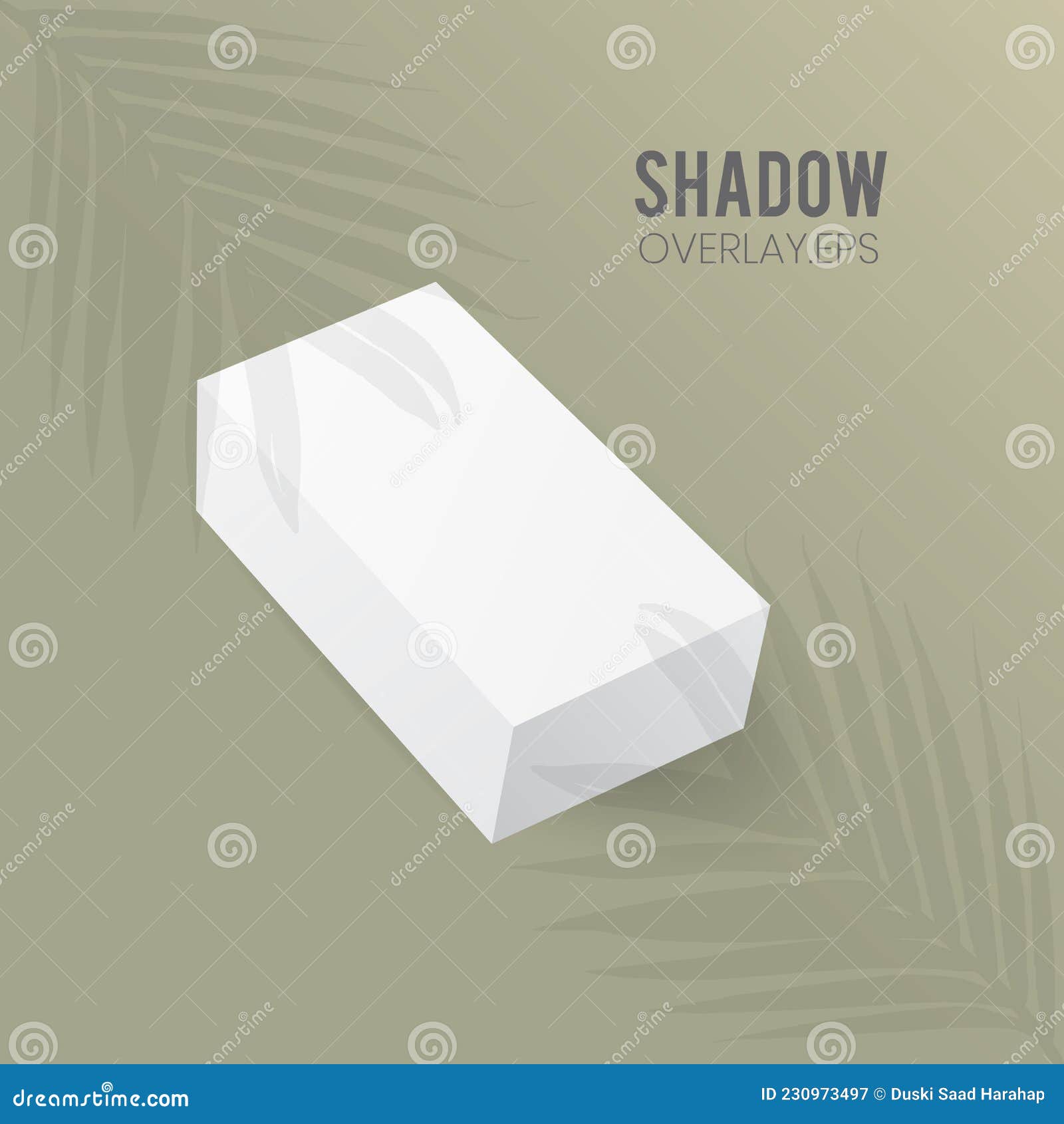 Rectangle Box Mockup Perspective with Leaf`s Shadow Overlay Stock ...