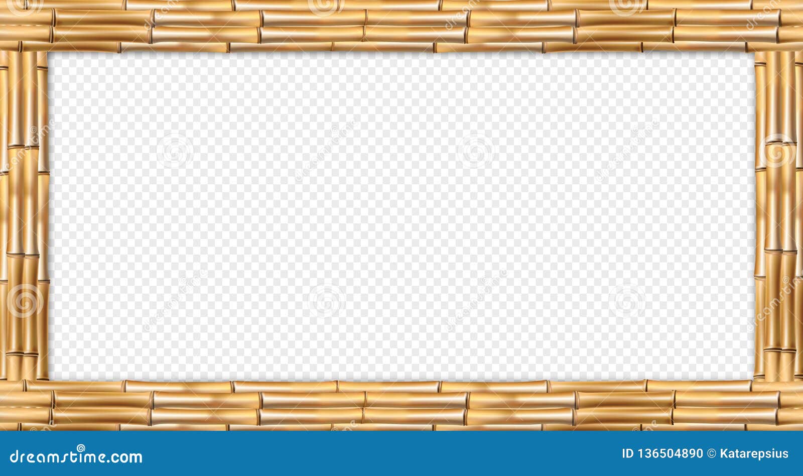 Rectangle Brown Wooden Border Frame Made Of Realistic Brown Bamboo ...