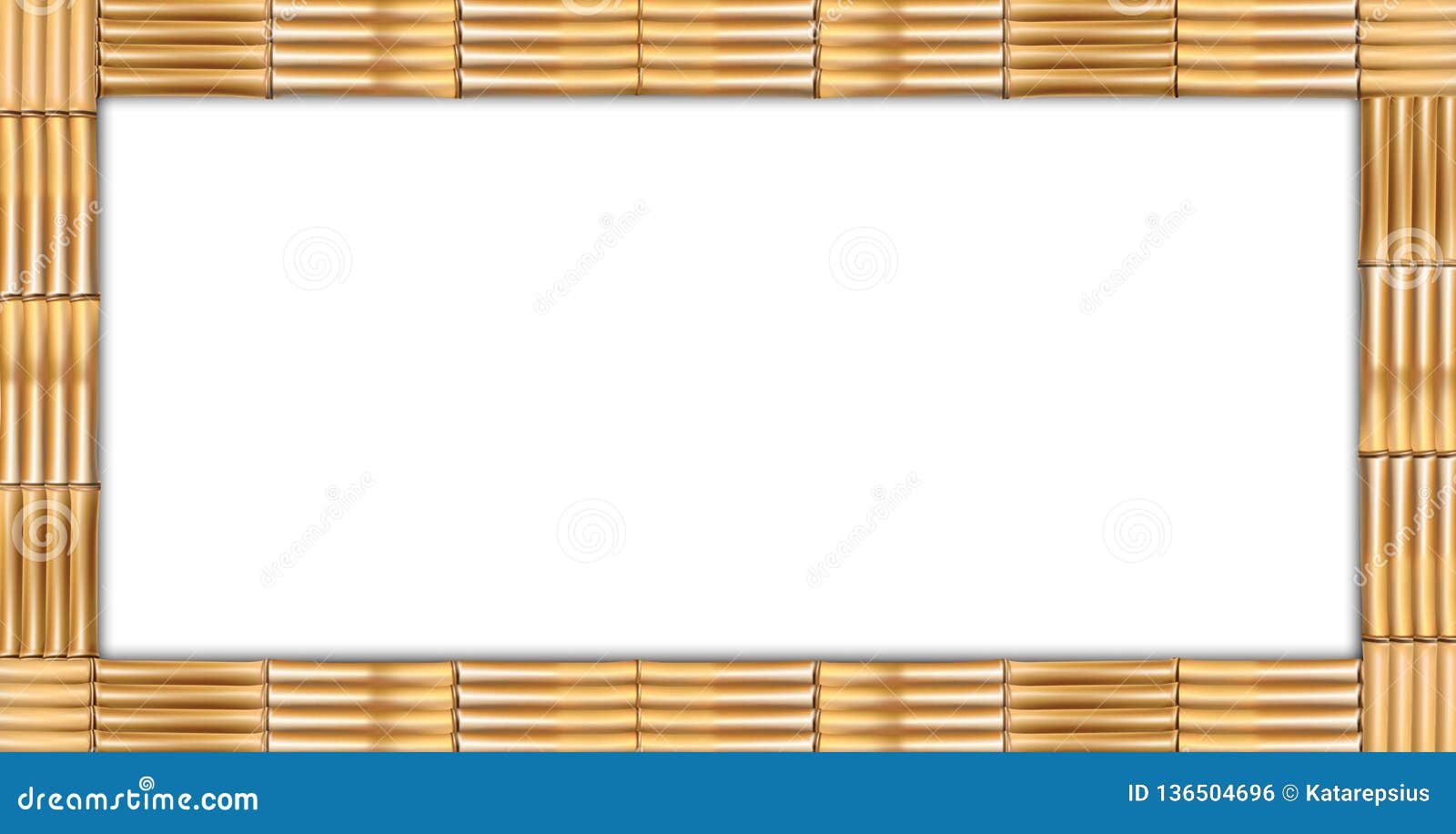 Rectangle Brown Wooden Border Frame Made Of Realistic Brown Bamboo ...