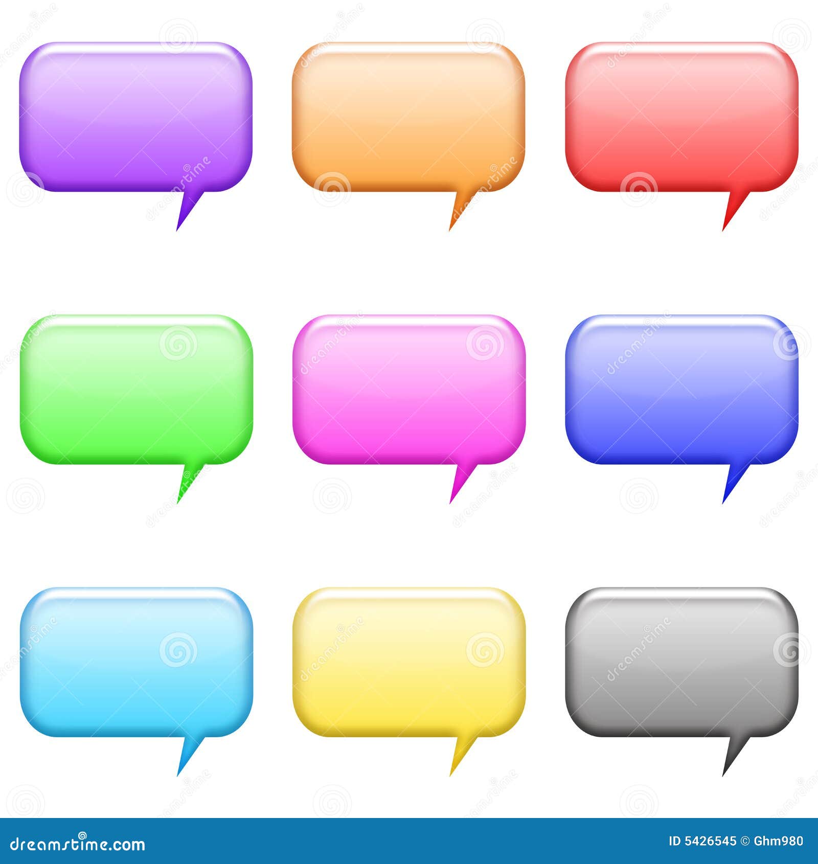 Rectangle Bubble Icons Shiny Set Stock Illustration - Illustration of ...