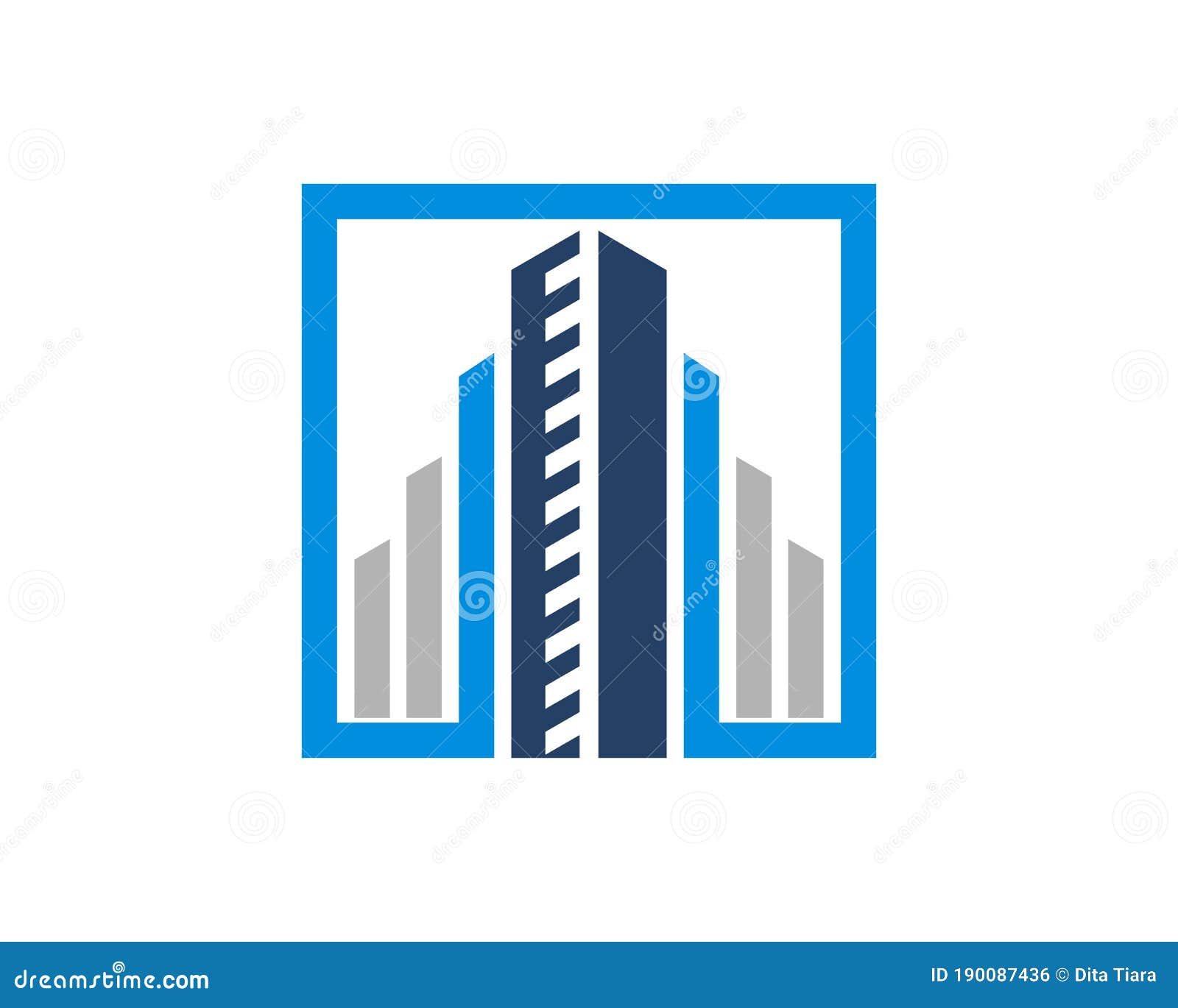 Rectangle with Building Silhouette Stock Vector - Illustration of ...