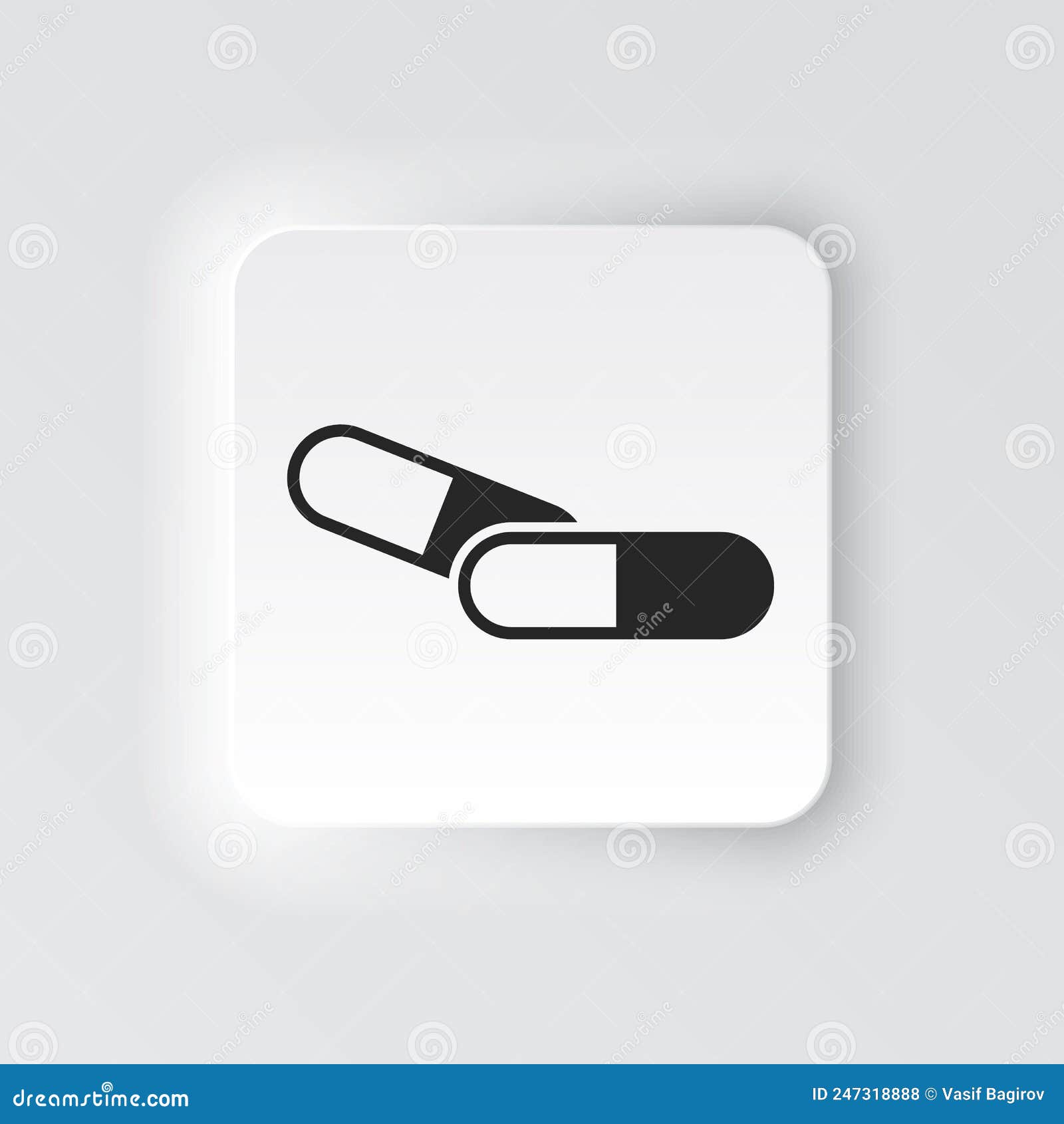 Rectangle Button Icon Medical Pill. Button Banner Rectangle Badge ...
