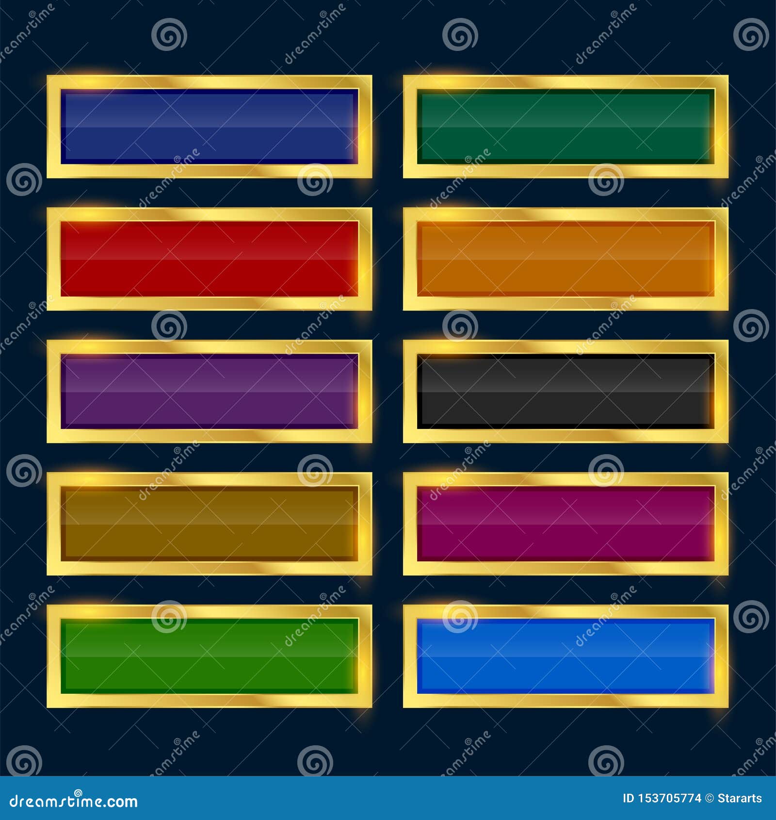 Rectangle Buttons with Golden Border Stock Vector - Illustration of ...