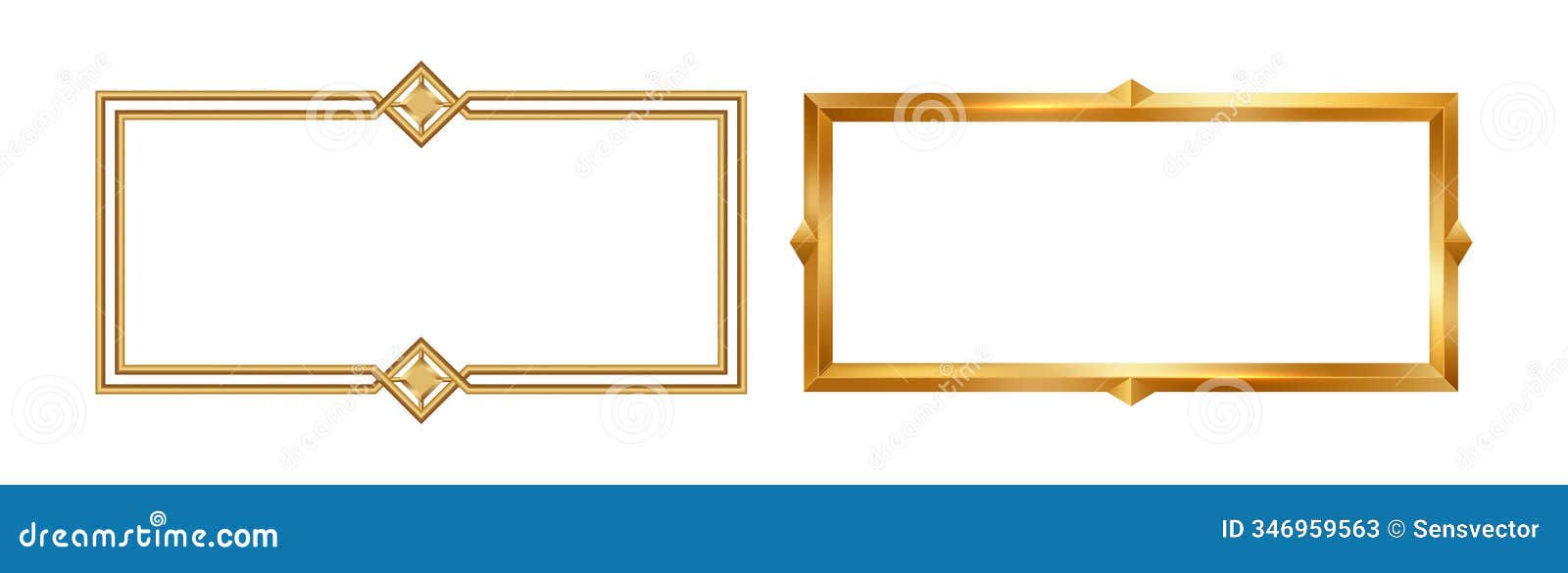 Rectangle Classic Frame of Gold for Ui Game Stock Illustration ...