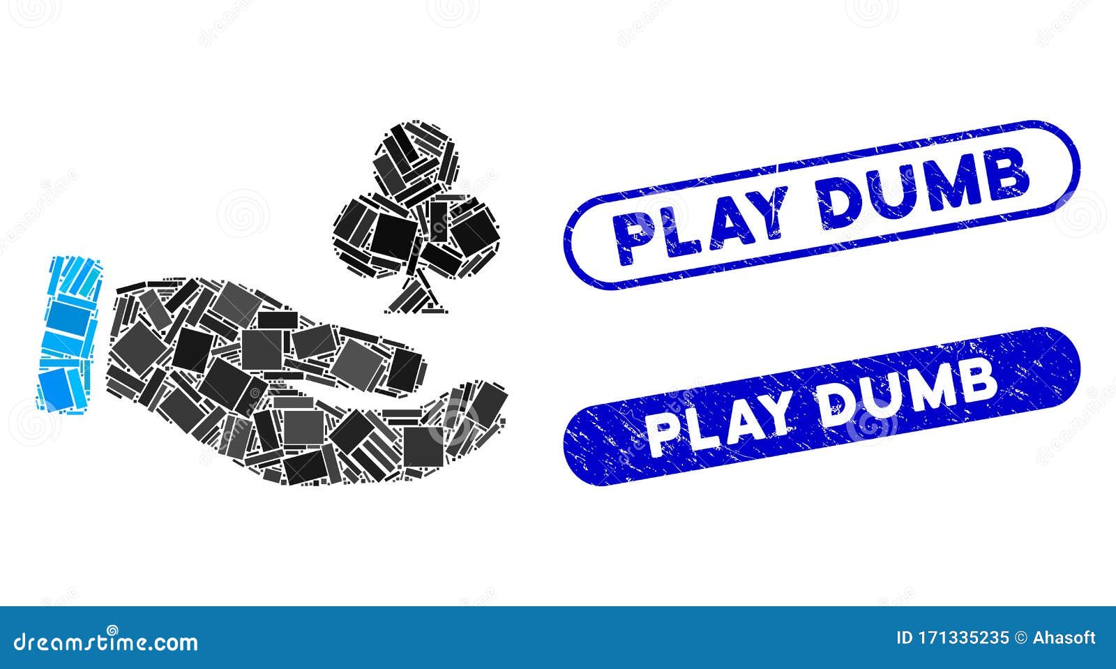 Rectangle Collage Croupier Hand with Grunge Play Dumb Stamps Stock ...