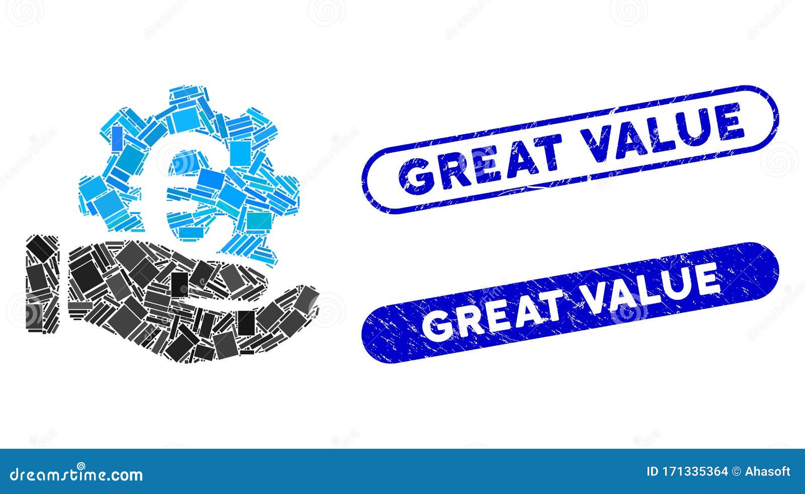 Rectangle Collage Euro Development Service Hand with Scratched Great ...