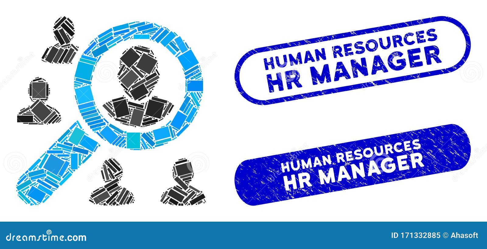 Rectangle Collage Search Users with Grunge Human Resources Hr Manager ...