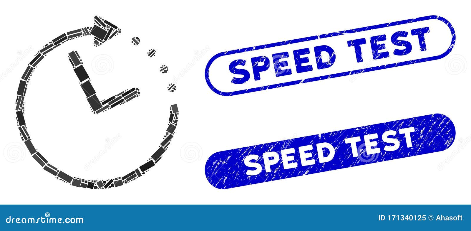 Rectangle Collage Time Direction with Textured Speed Test Stamps Stock ...