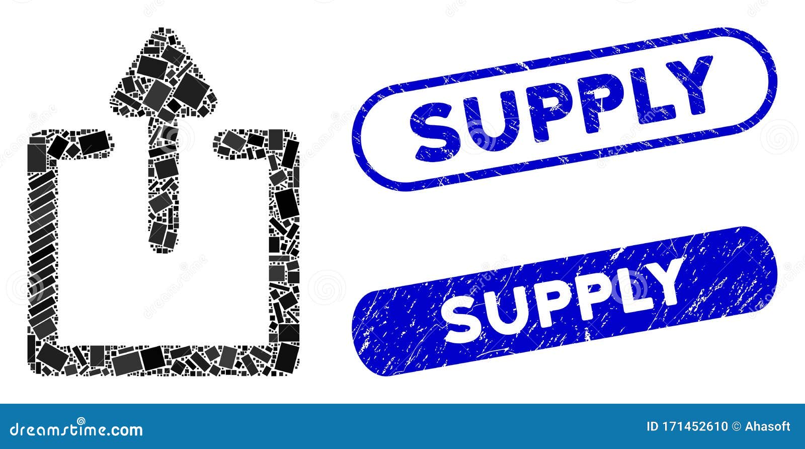 Rectangle Collage Uploads with Textured Supply Seals Stock Vector ...