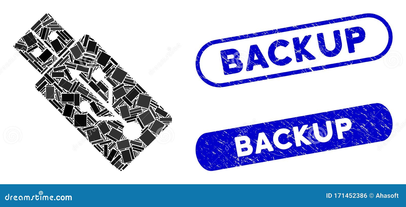 Rectangle Collage USB Drive with Distress Backup Stamps Stock Vector ...