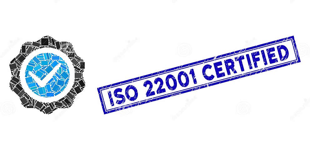Rectangle Collage Valid Seal with Textured ISO 22001 Certified Stamp ...