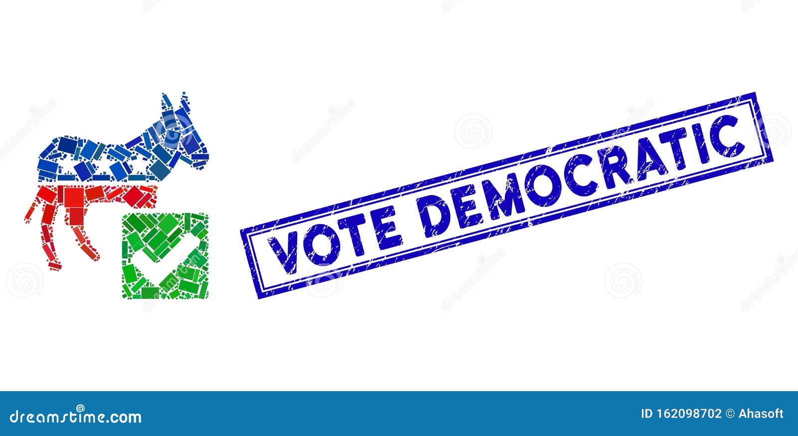 Rectangle Collage Vote Democratic with Textured Vote Democratic Stamp ...