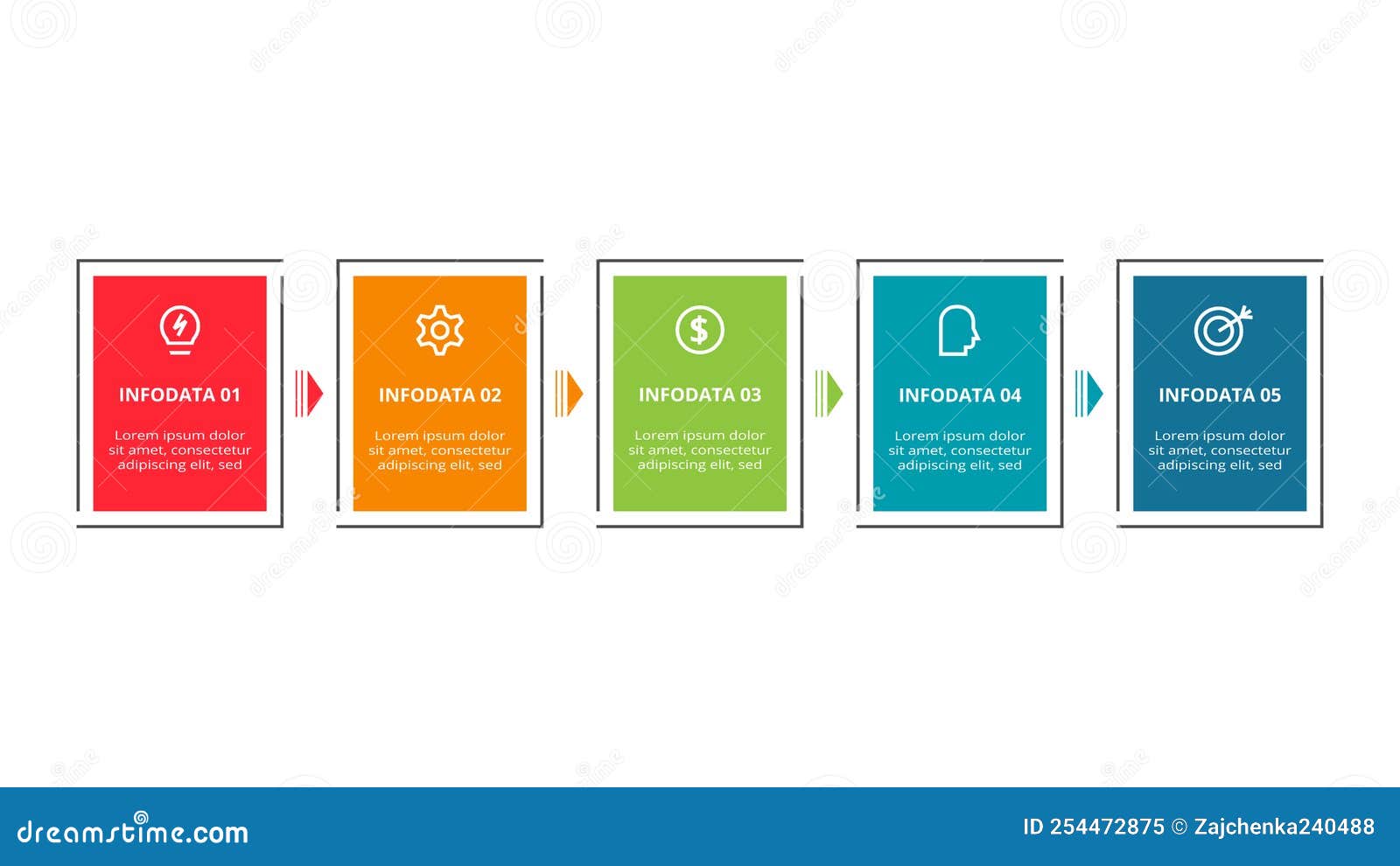 Rectangle Concept for Infographic with 5 Steps, Options, Parts or ...