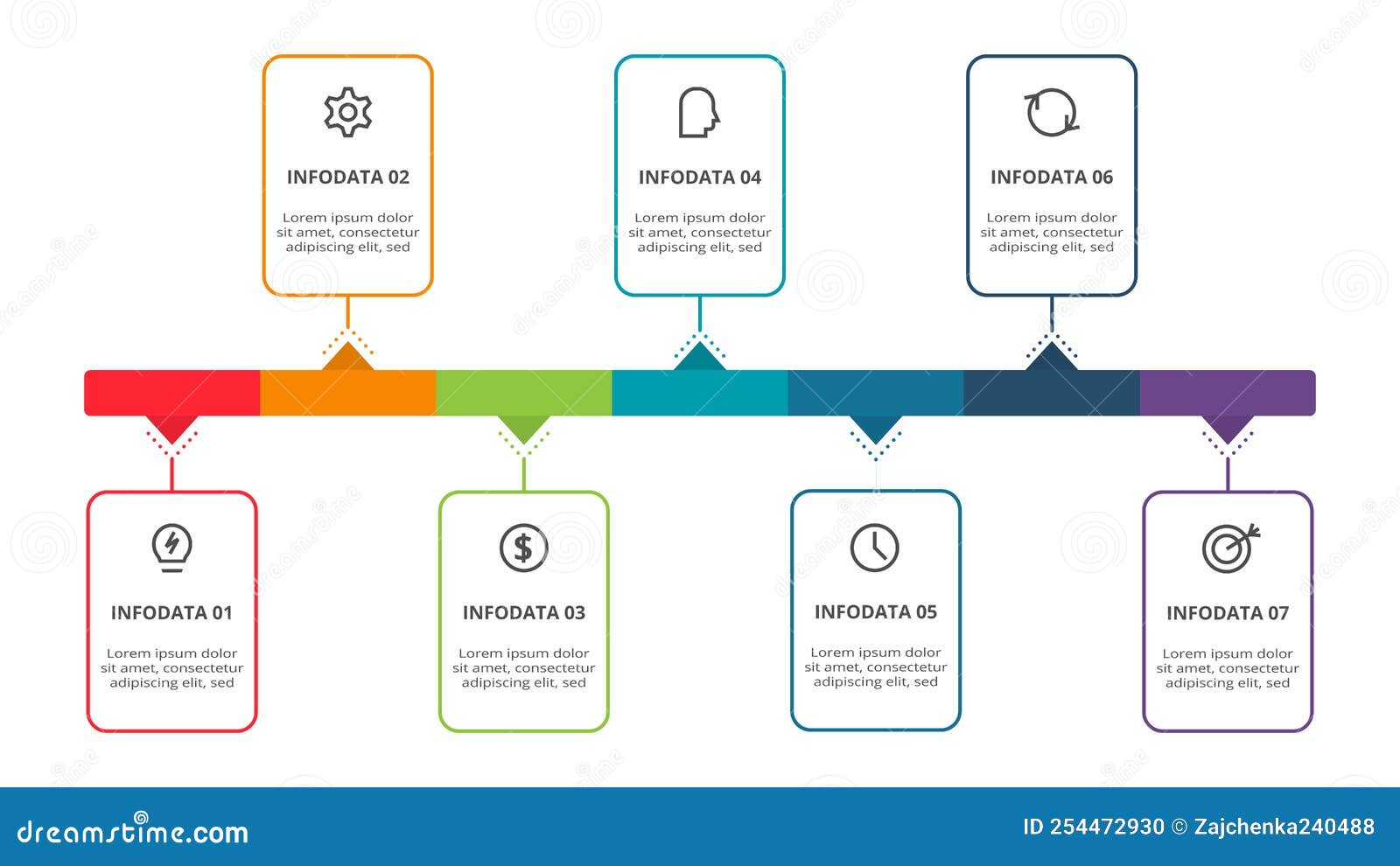 Rectangle Concept for Infographic with 7 Steps, Options, Parts or ...