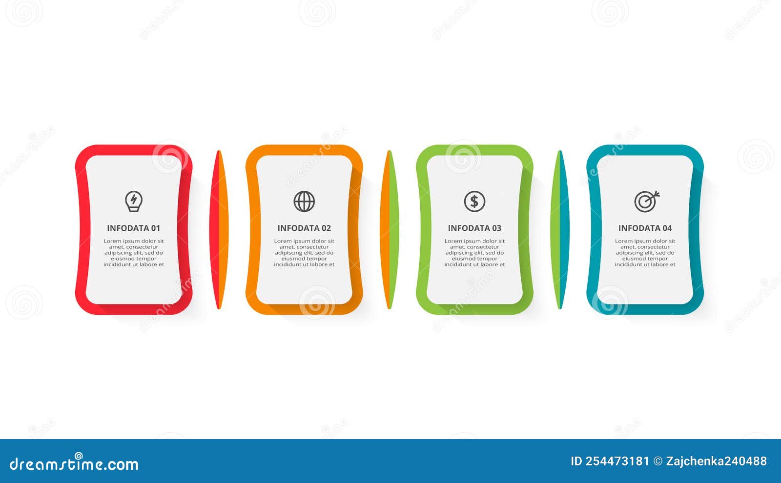 Rectangle Concept for Infographic with 4 Steps, Options, Parts or ...