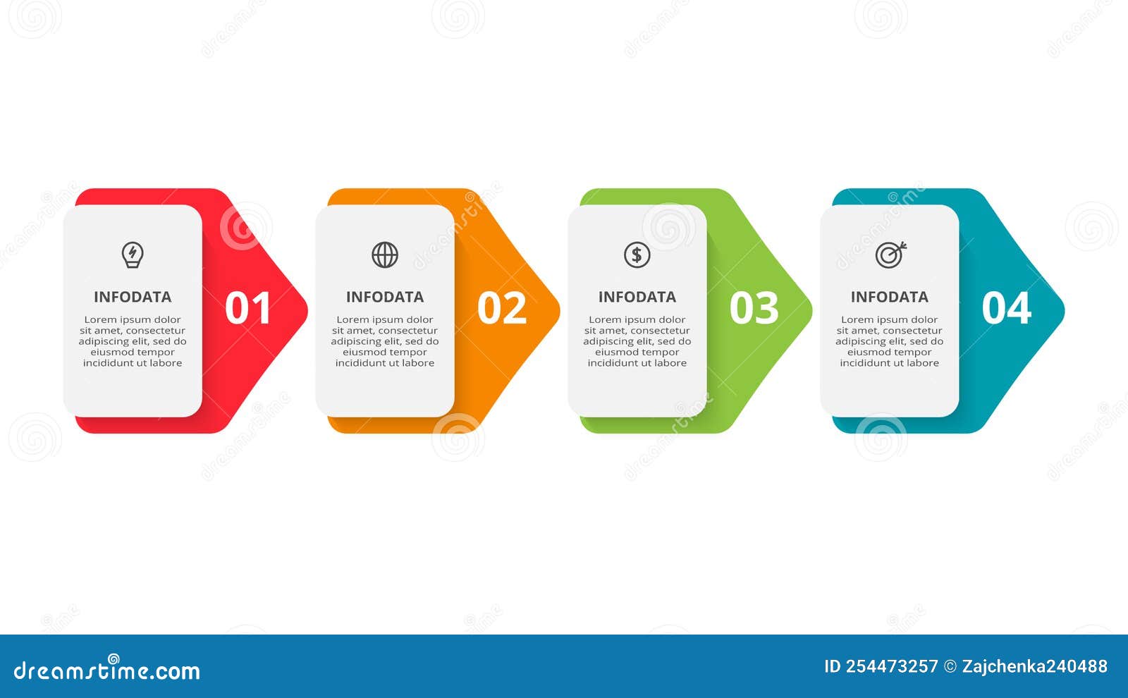 Rectangle Concept for Infographic with 4 Steps, Options, Parts or ...