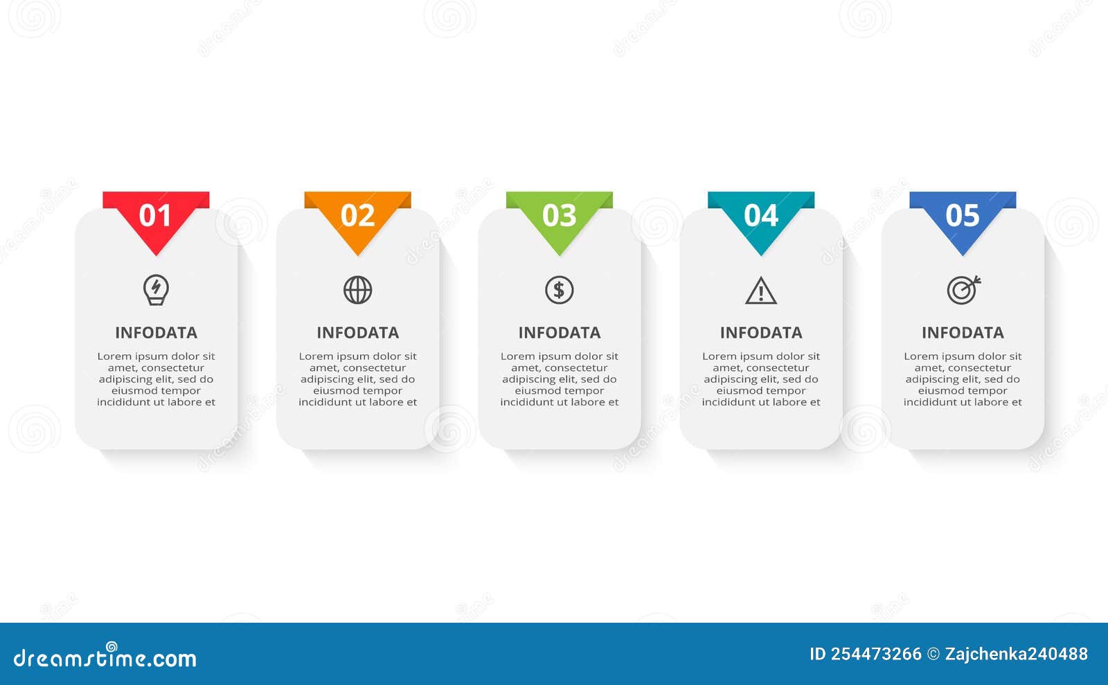 Rectangle Concept for Infographic with 5 Steps, Options, Parts or ...