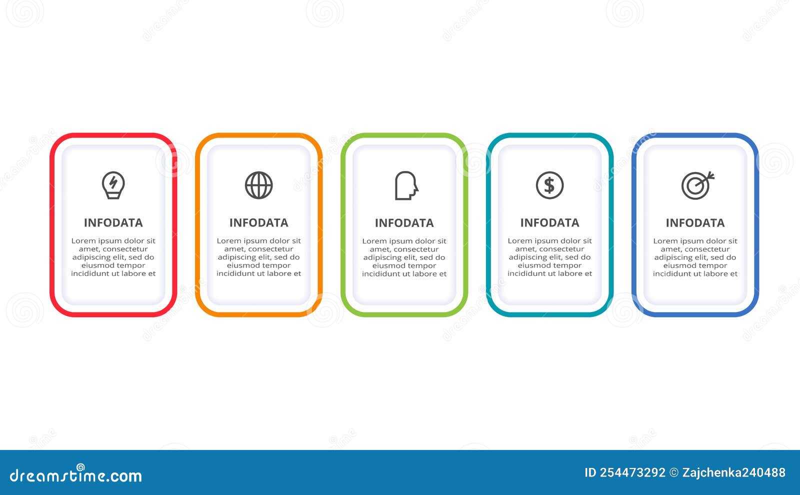 Rectangle Concept for Infographic with 5 Steps, Options, Parts or ...