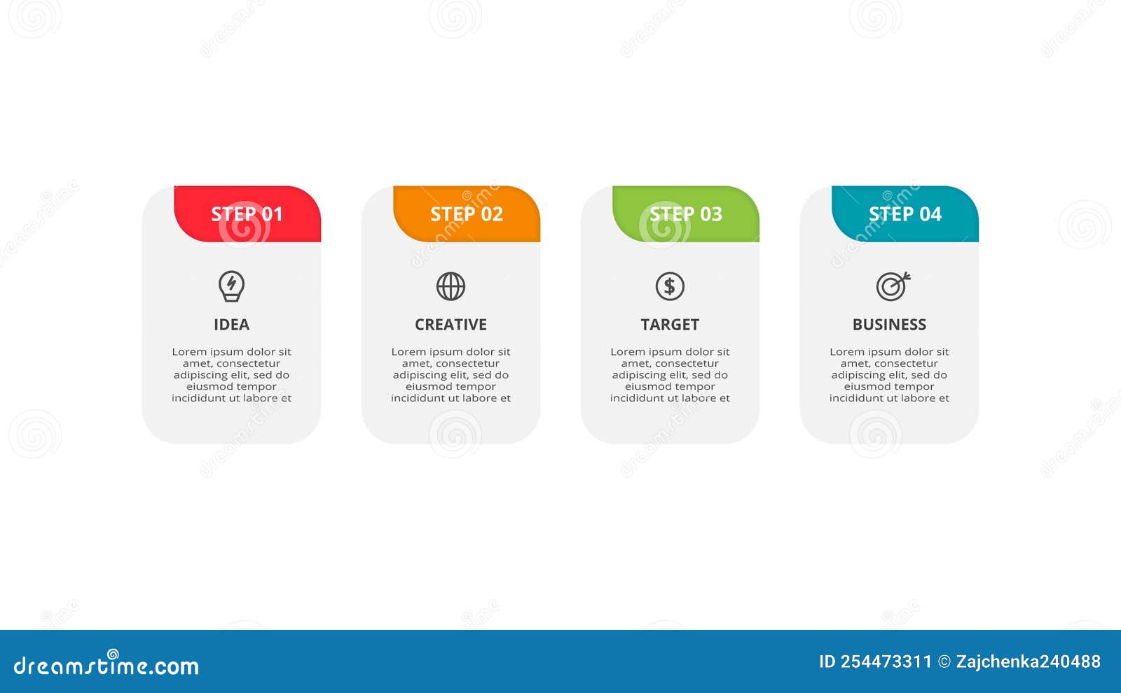 Rectangle Concept for Infographic with 4 Steps, Options, Parts or ...