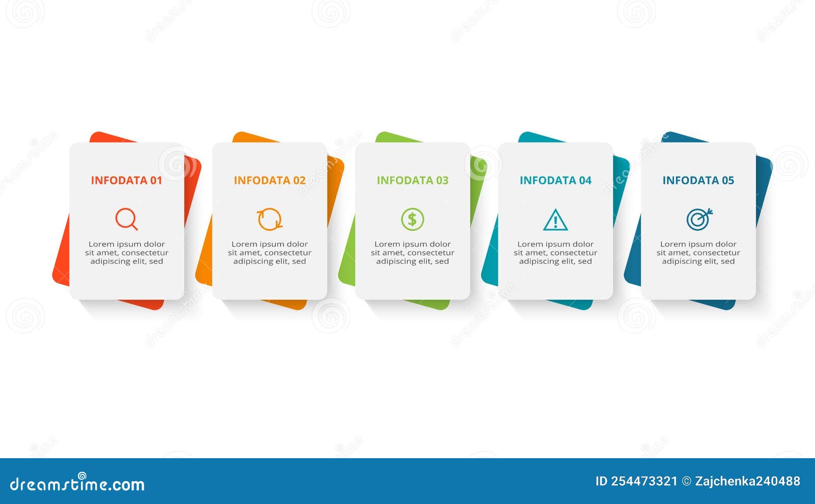 Rectangle Concept for Infographic with 5 Steps, Options, Parts or ...