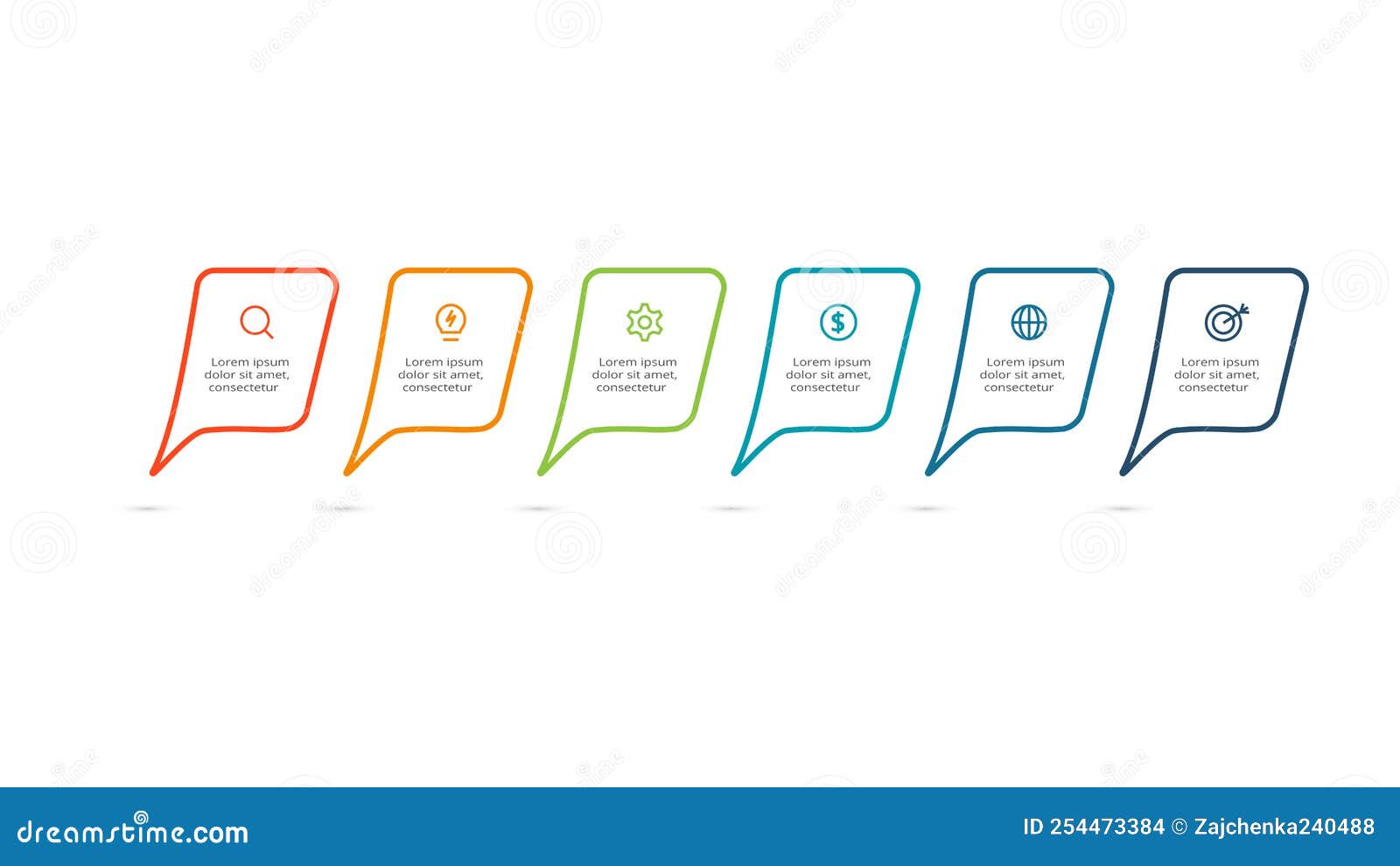 Rectangle Concept for Infographic with 6 Steps, Options, Parts or ...