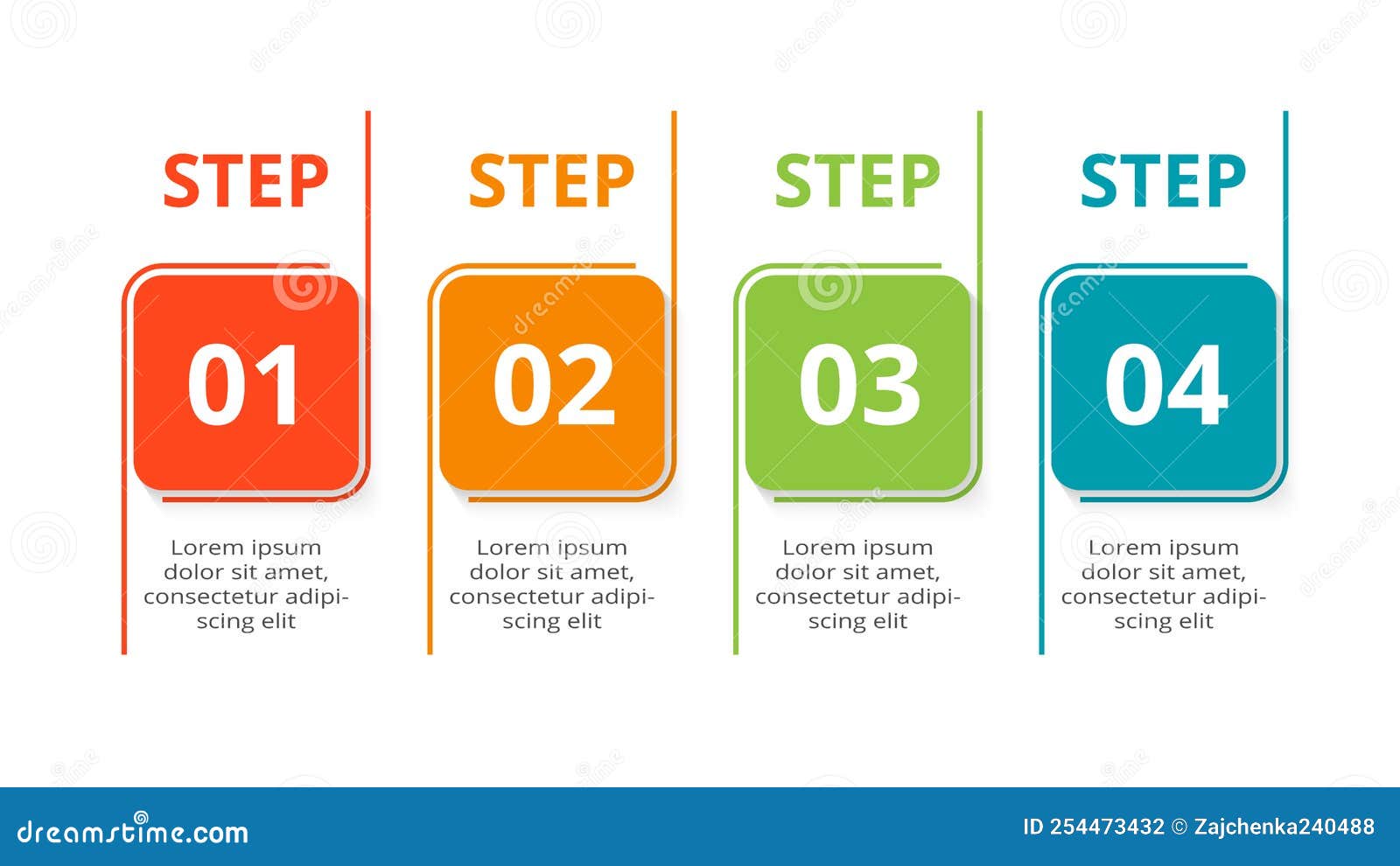 Rectangle Concept for Infographic with 4 Steps, Options, Parts or ...