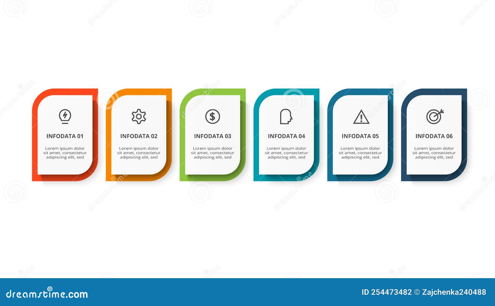 Rectangle Concept for Infographic with 6 Steps, Options, Parts or ...