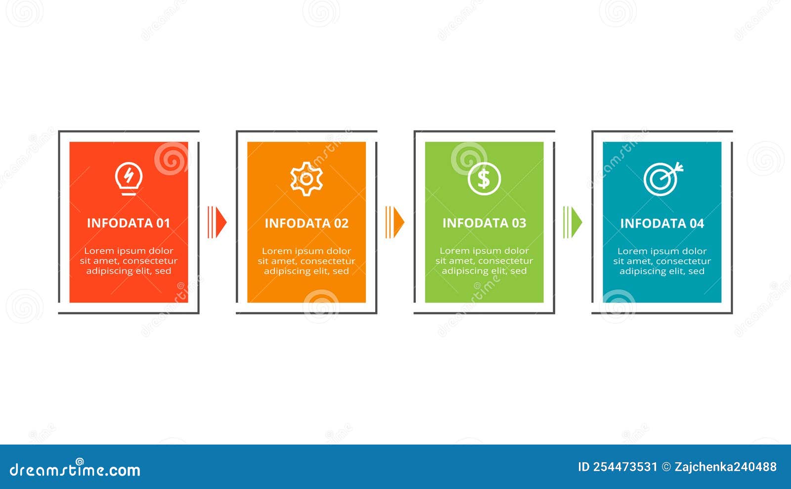 Rectangle Concept for Infographic with 4 Steps, Options, Parts or ...
