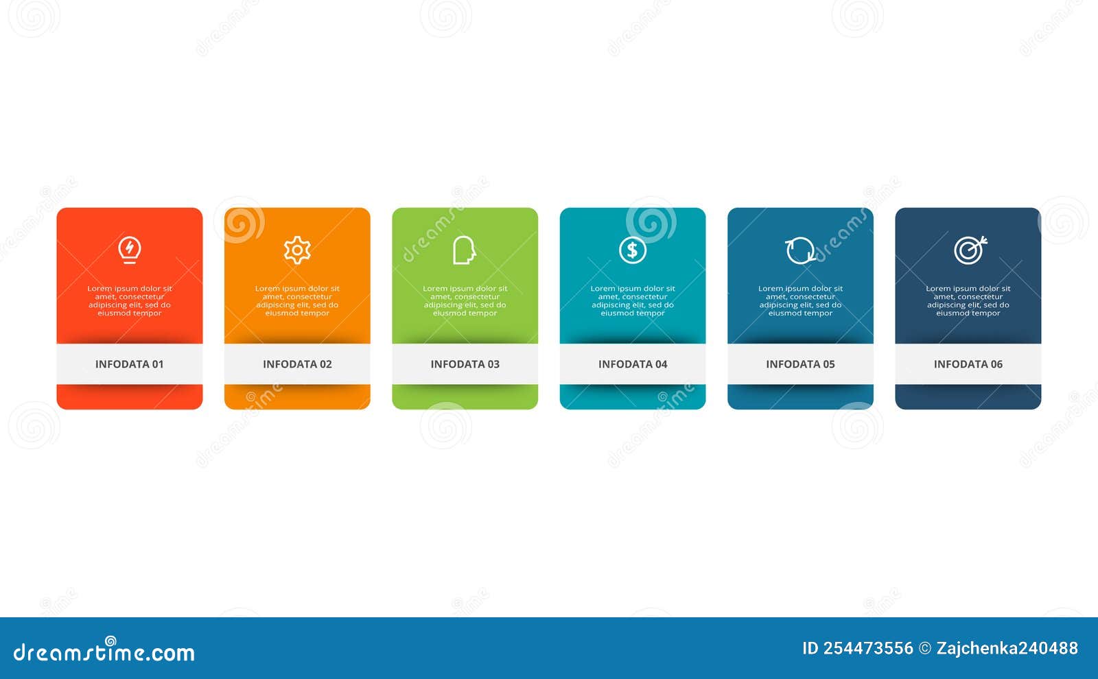 Rectangle Concept for Infographic with 6 Steps, Options, Parts or ...