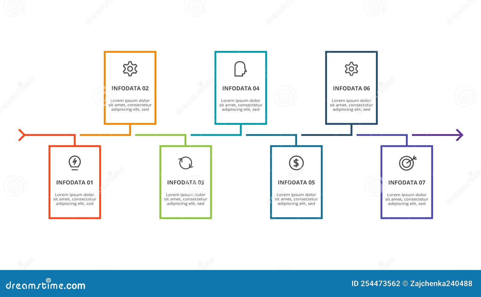 Rectangle Concept for Infographic with 7 Steps, Options, Parts or ...