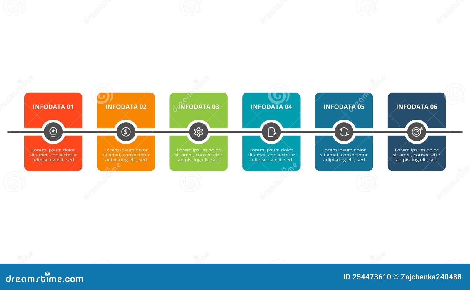 Rectangle Concept for Infographic with 6 Steps, Options, Parts or ...