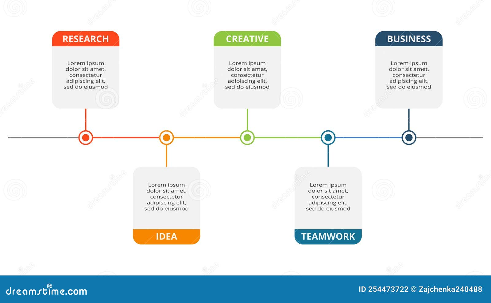 Rectangle Concept for Infographic with 5 Steps, Options, Parts or ...