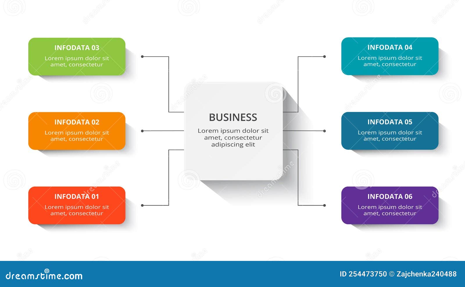 Rectangle Concept for Infographic with 6 Steps, Options, Parts or ...