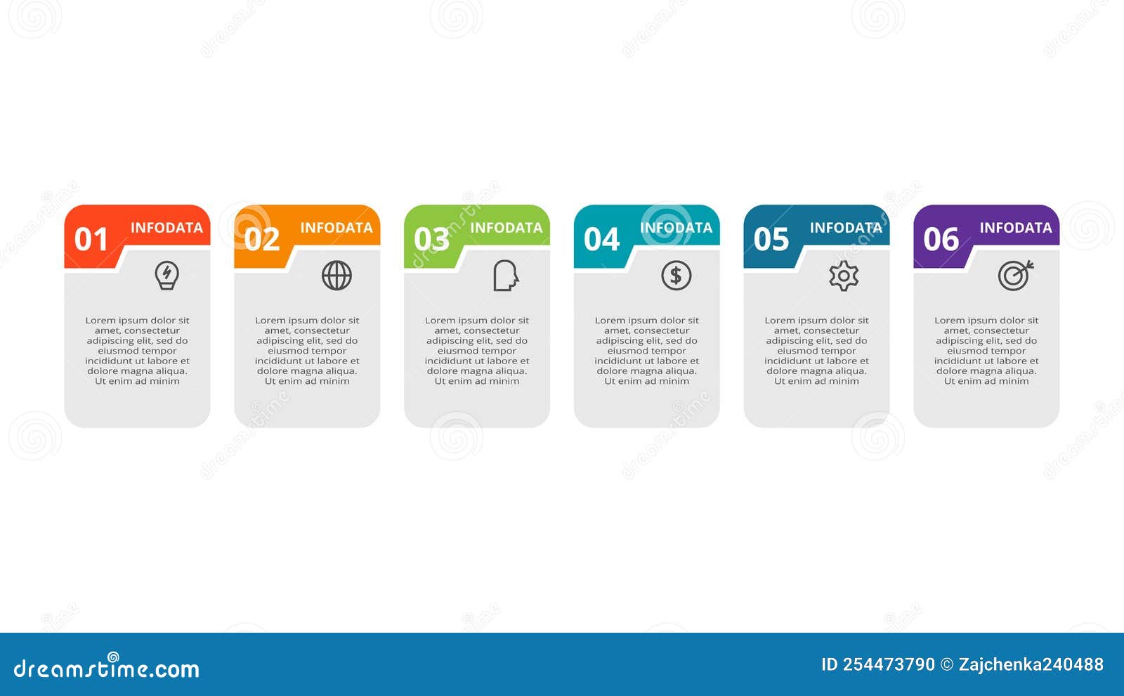 Rectangle Concept for Infographic with 6 Steps, Options, Parts or ...