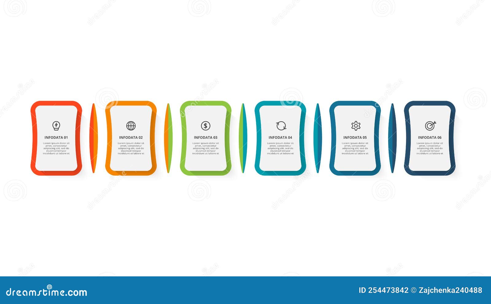 Rectangle Concept for Infographic with 6 Steps, Options, Parts or ...