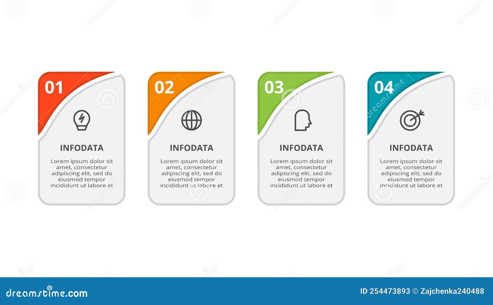 Rectangle Concept for Infographic with 4 Steps, Options, Parts or ...