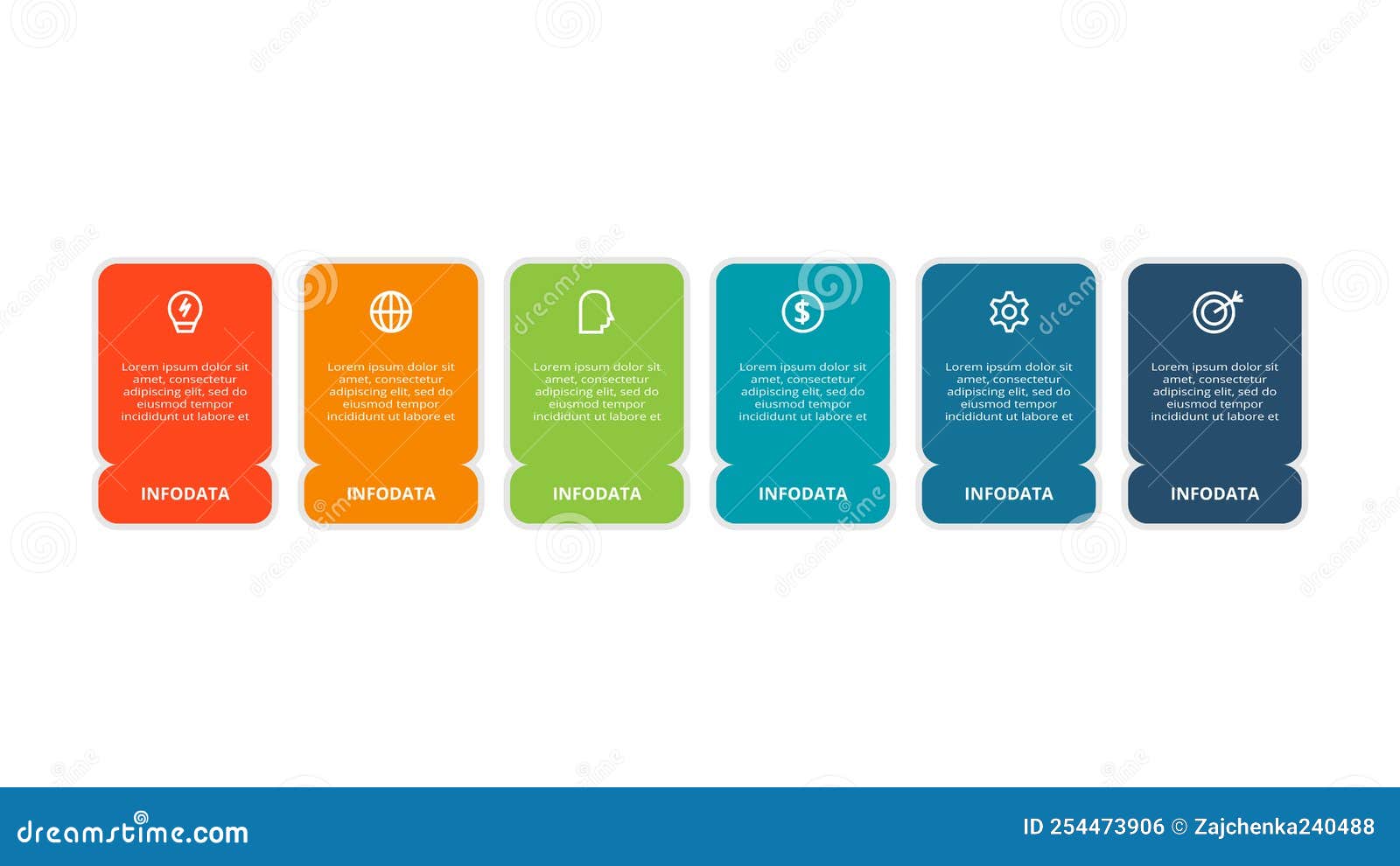 Rectangle Concept for Infographic with 6 Steps, Options, Parts or ...