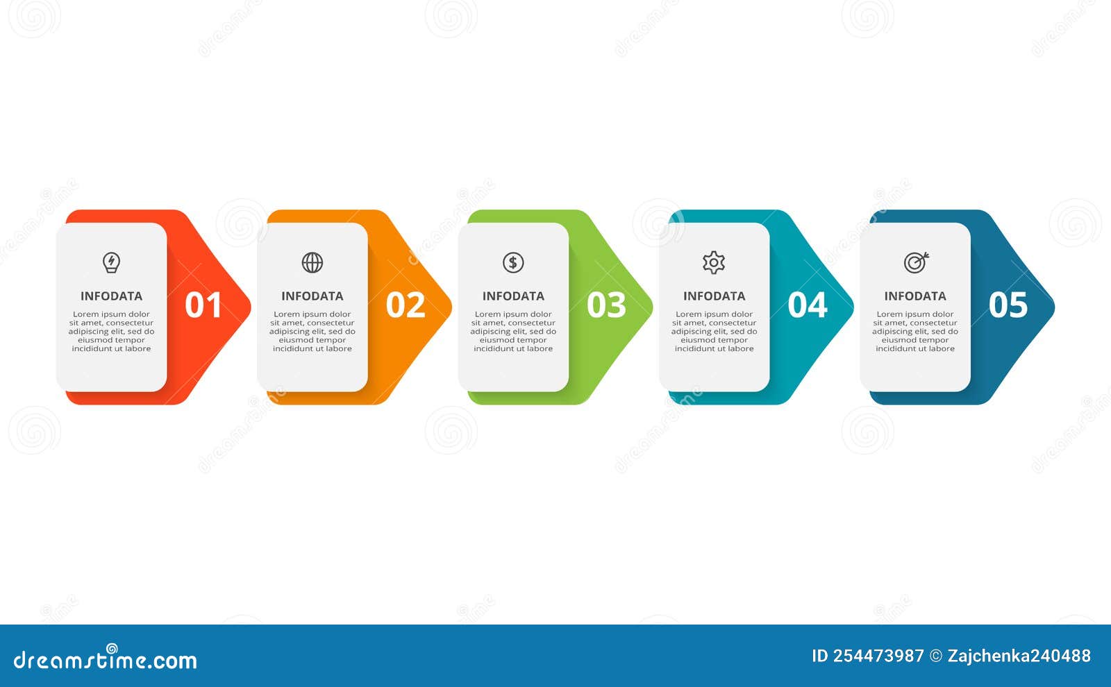 Rectangle Concept for Infographic with 5 Steps, Options, Parts or ...