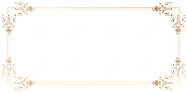 Rectangle Decorative Frame Elegant Element Golden Colors Isolated White ...