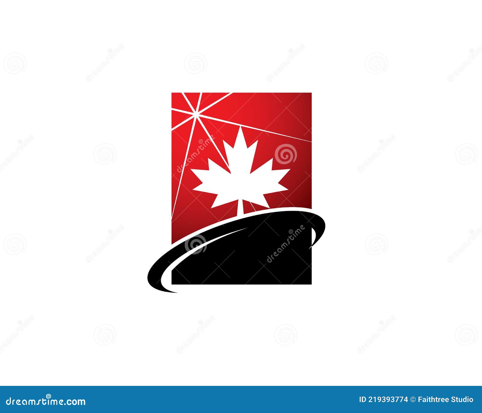 Rectangle Emblem Logo of Maple Leaf Star with Cirular Orbit Stock ...