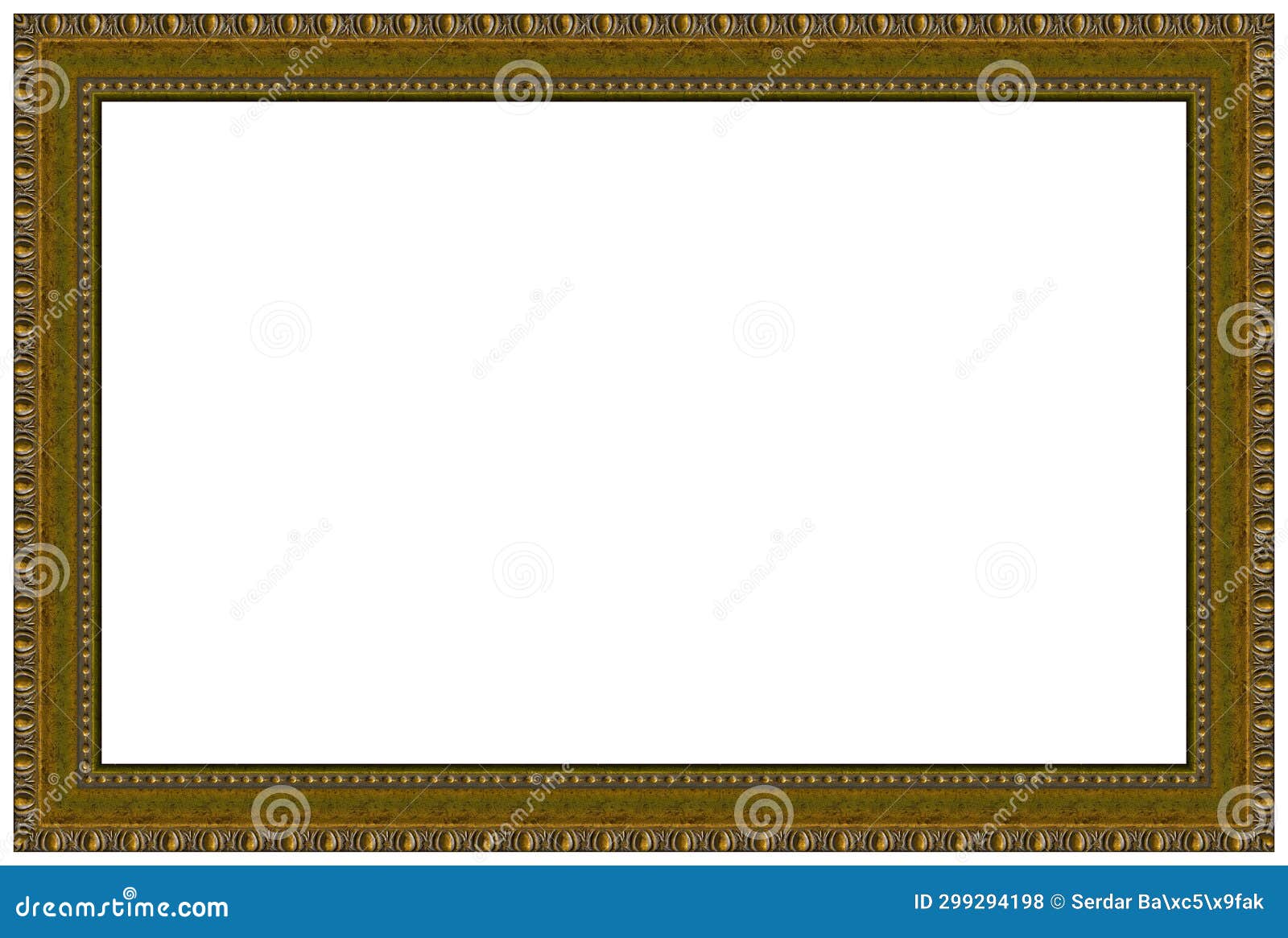 Rectangle Empty Wooden and Gold Gilded Ornamental Frame, Isolated White ...